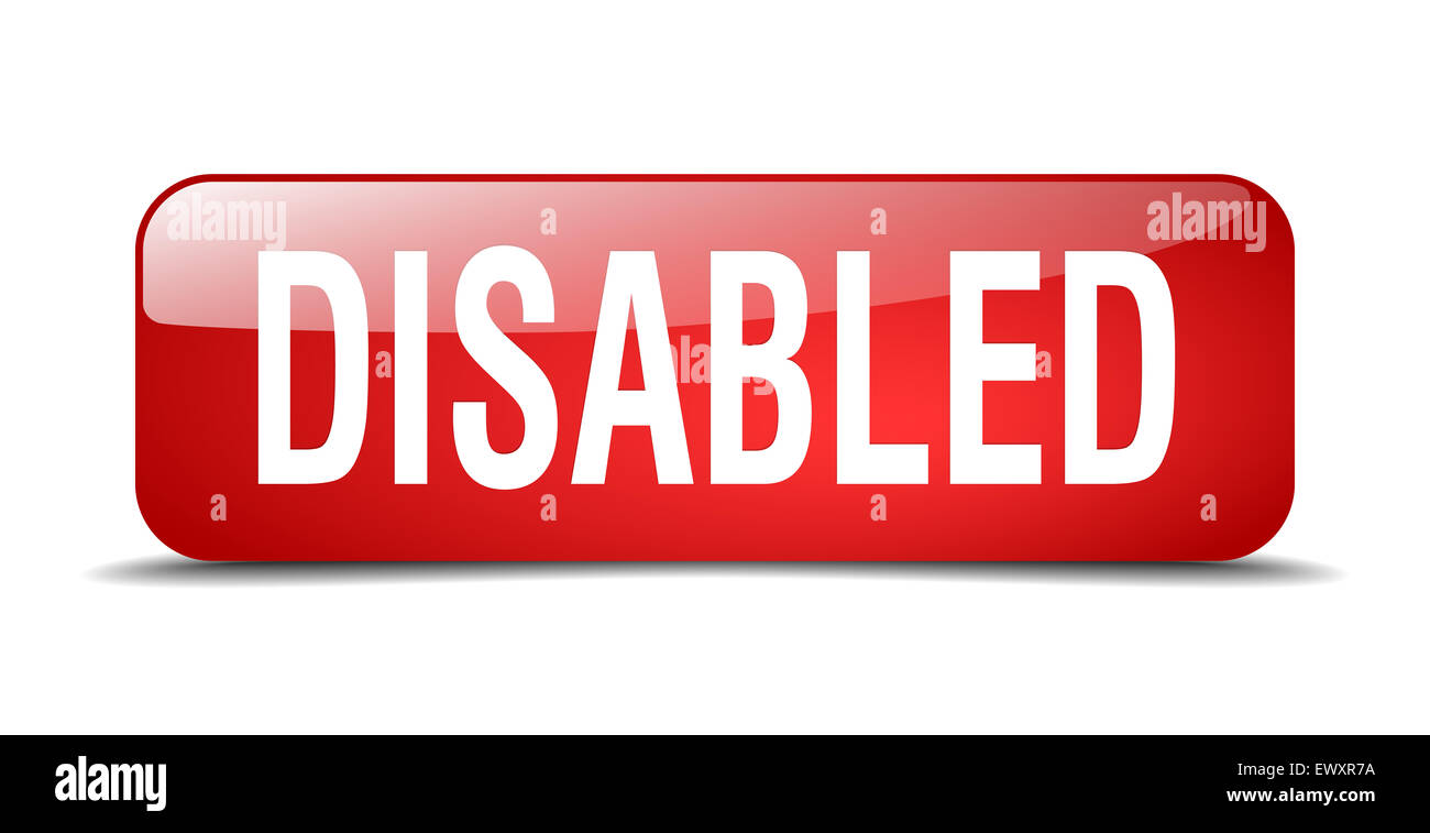 disabled red square 3d realistic isolated web button Stock Photo - Alamy