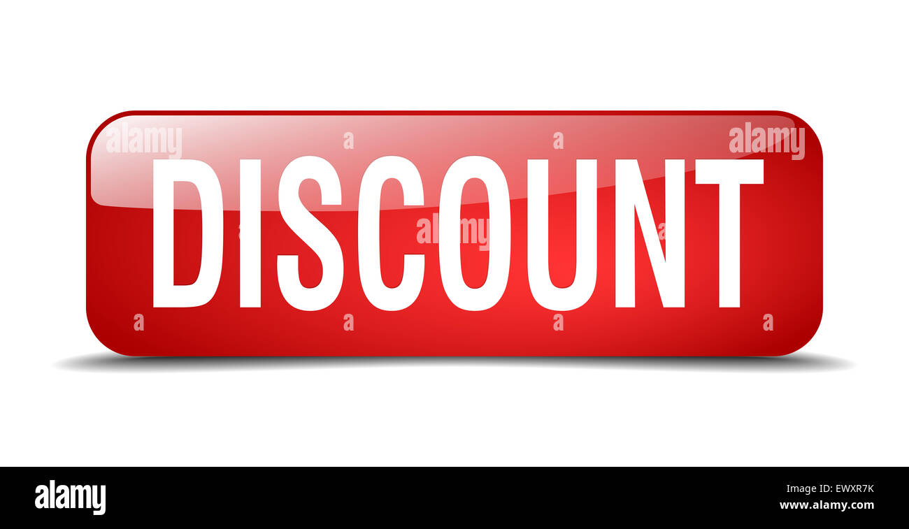 discount red square 3d realistic isolated web button Stock Photo - Alamy