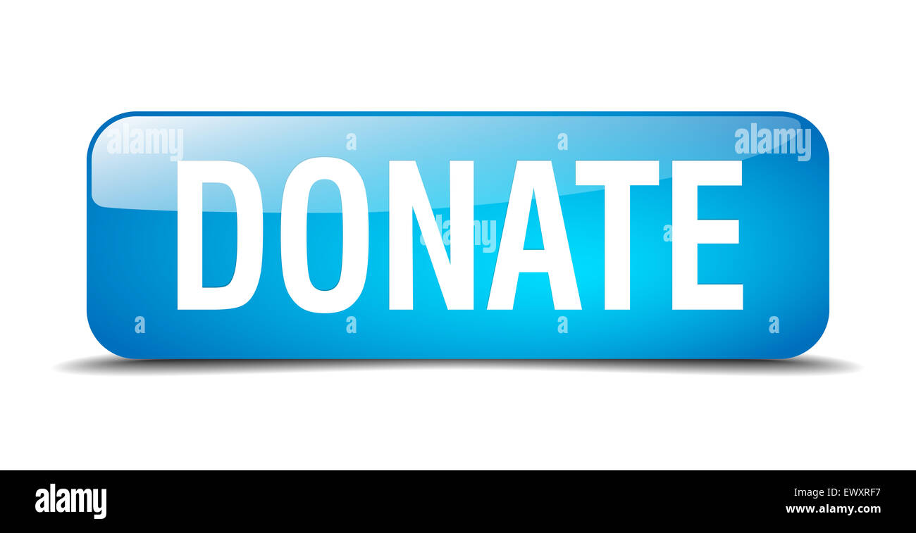 donate blue square 3d realistic isolated web button Stock Photo - Alamy