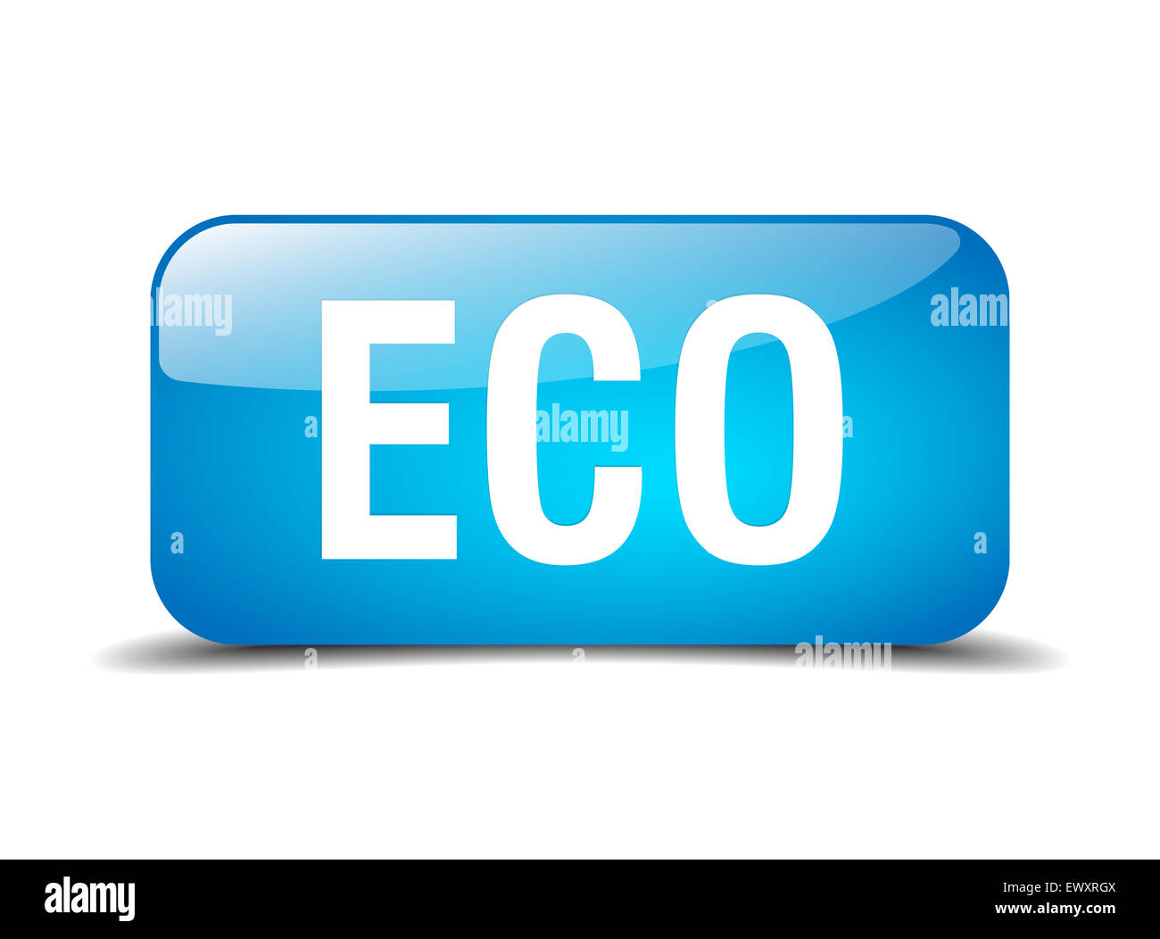eco blue square 3d realistic isolated web button Stock Photo - Alamy