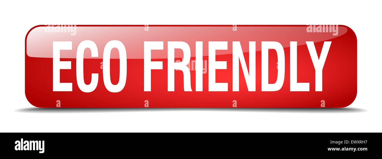 eco friendly red square 3d realistic isolated web button Stock Photo ...