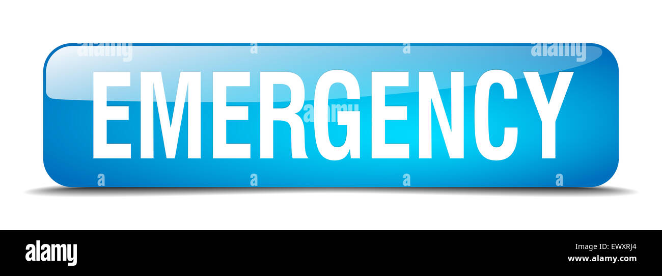 emergency blue square 3d realistic isolated web button Stock Photo - Alamy