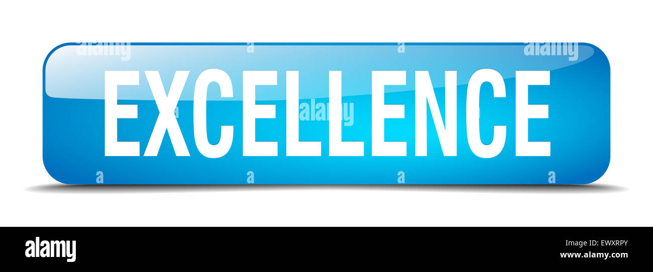 excellence blue square 3d realistic isolated web button Stock Photo - Alamy