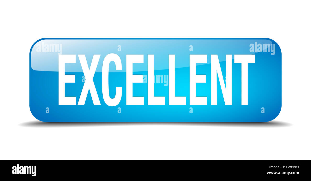 excellent blue square 3d realistic isolated web button Stock Photo - Alamy