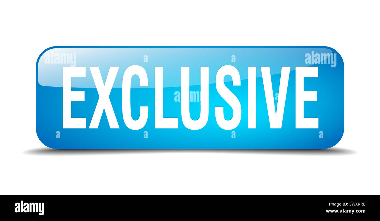 exclusive blue square 3d realistic isolated web button Stock Photo - Alamy