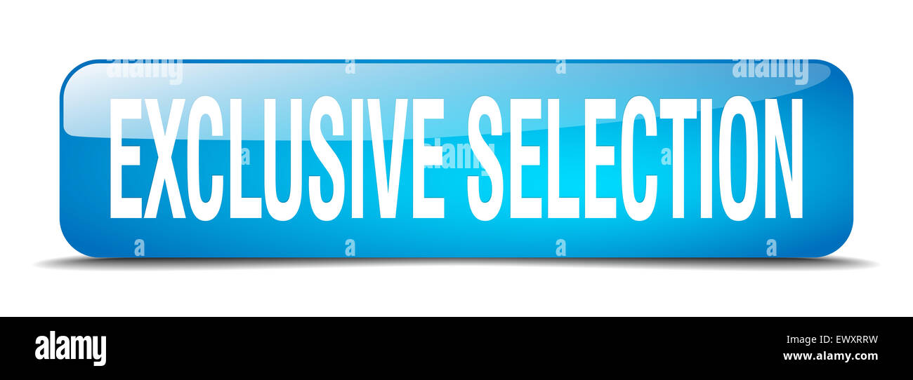 exclusive selection blue square 3d realistic isolated web button Stock ...