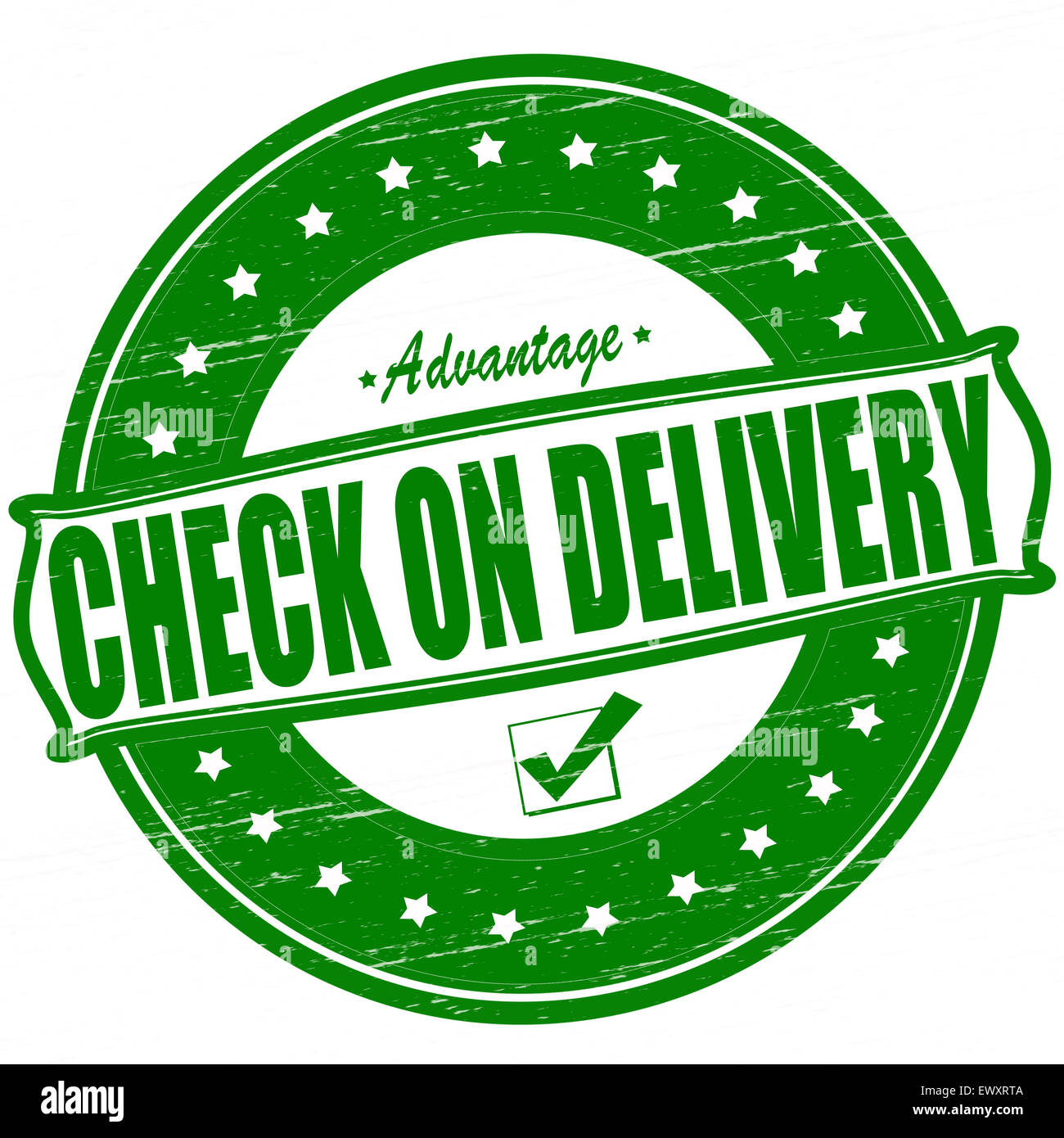 Stamp with text check on delivery inside, ilustration Stock Photo - Alamy