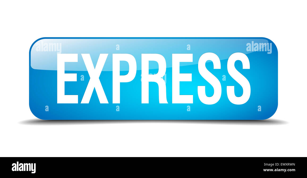 express blue square 3d realistic isolated web button Stock Photo - Alamy