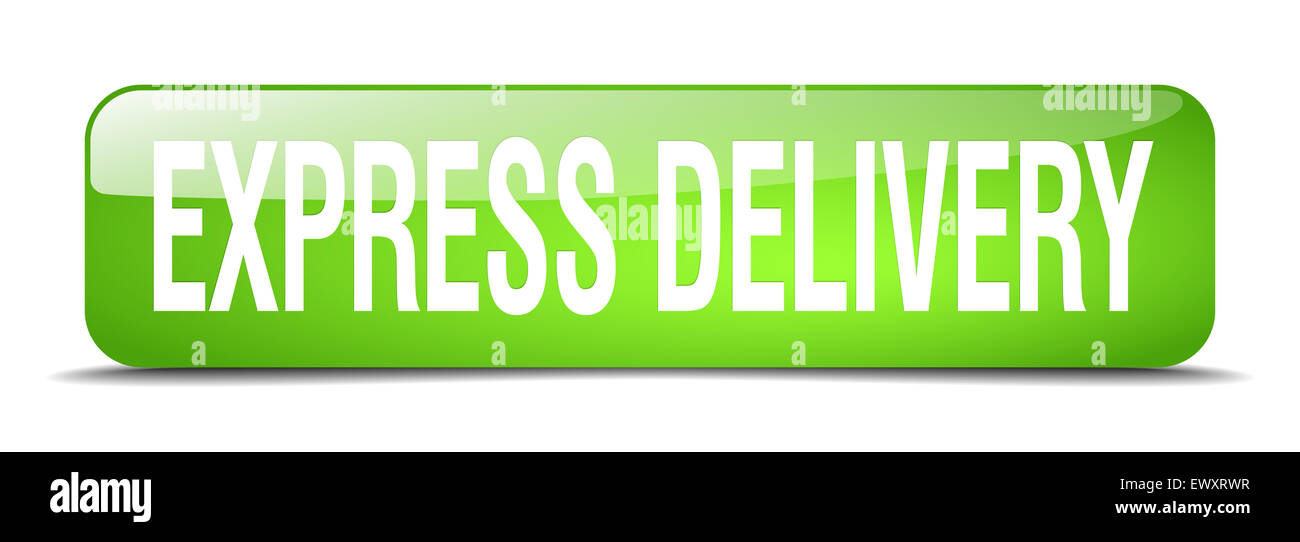 express delivery green square 3d realistic isolated web button Stock ...