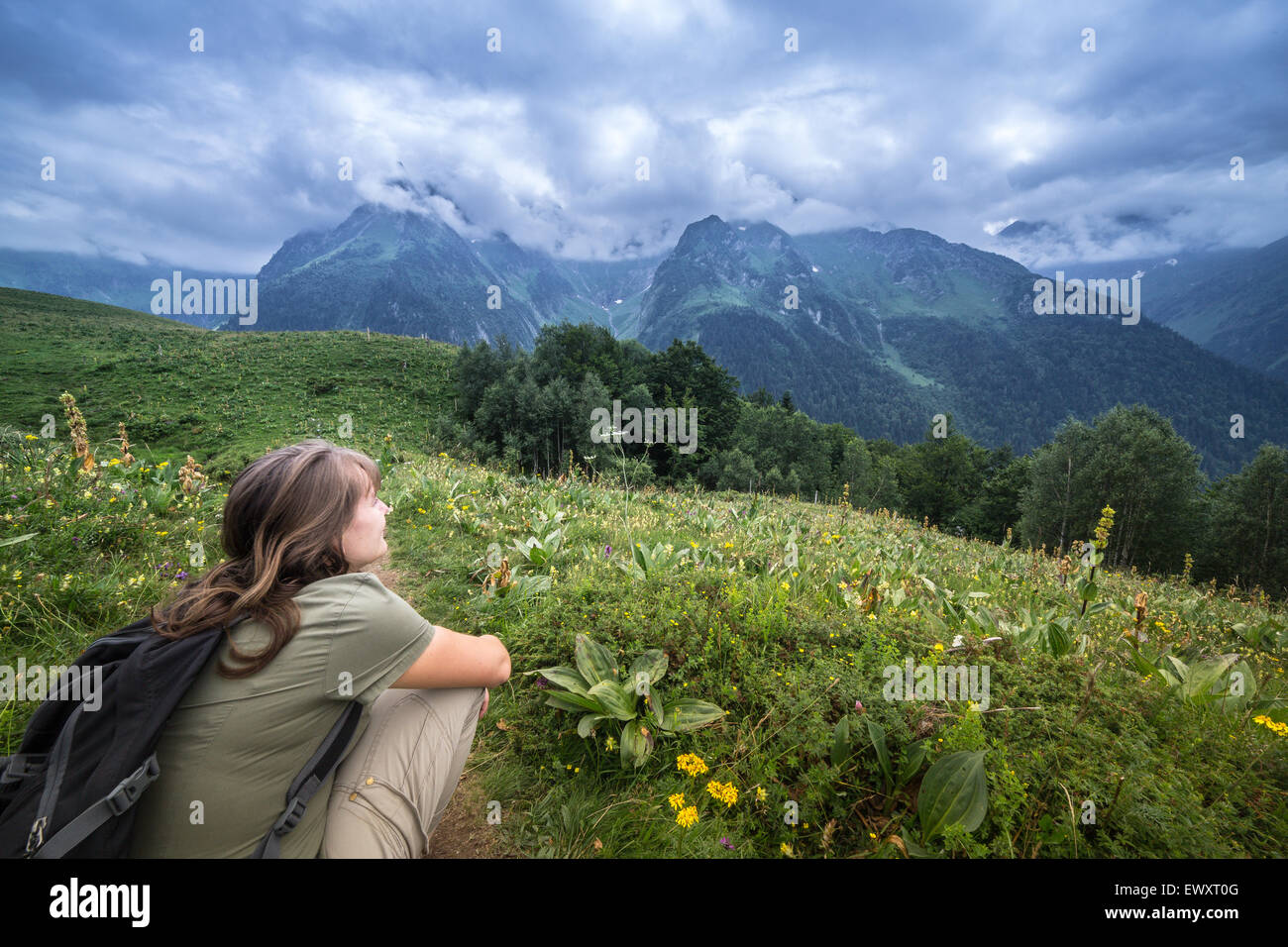 View on top of the mountain Stock Photo - Alamy
