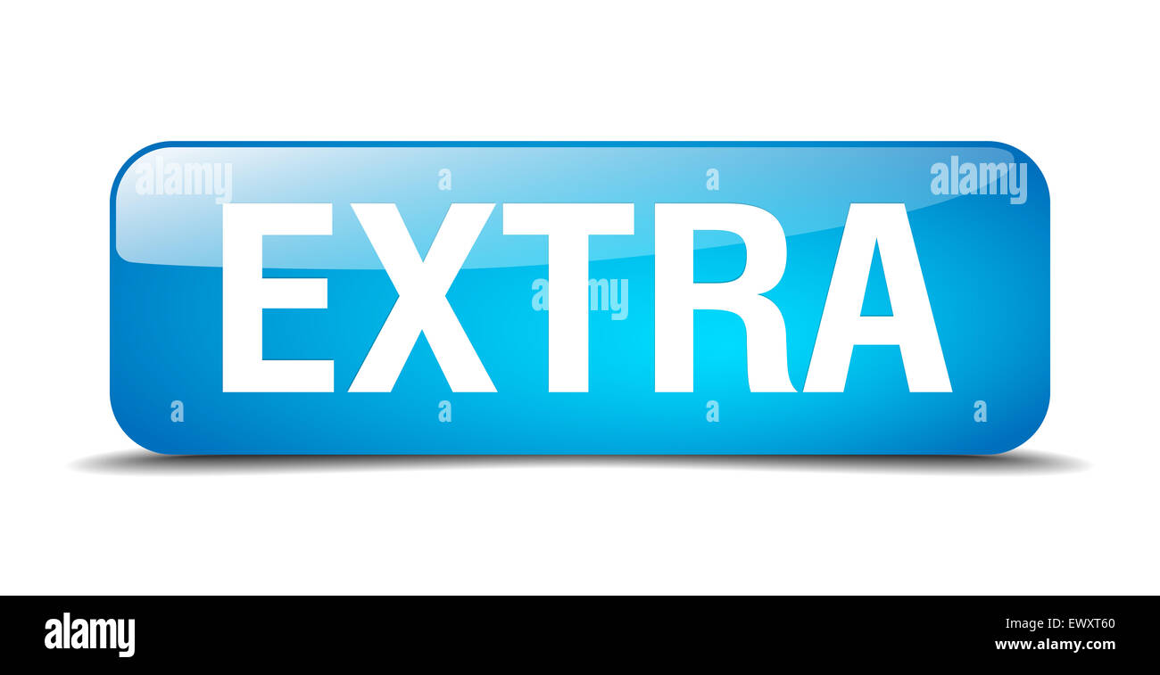 extra blue square 3d realistic isolated web button Stock Photo - Alamy