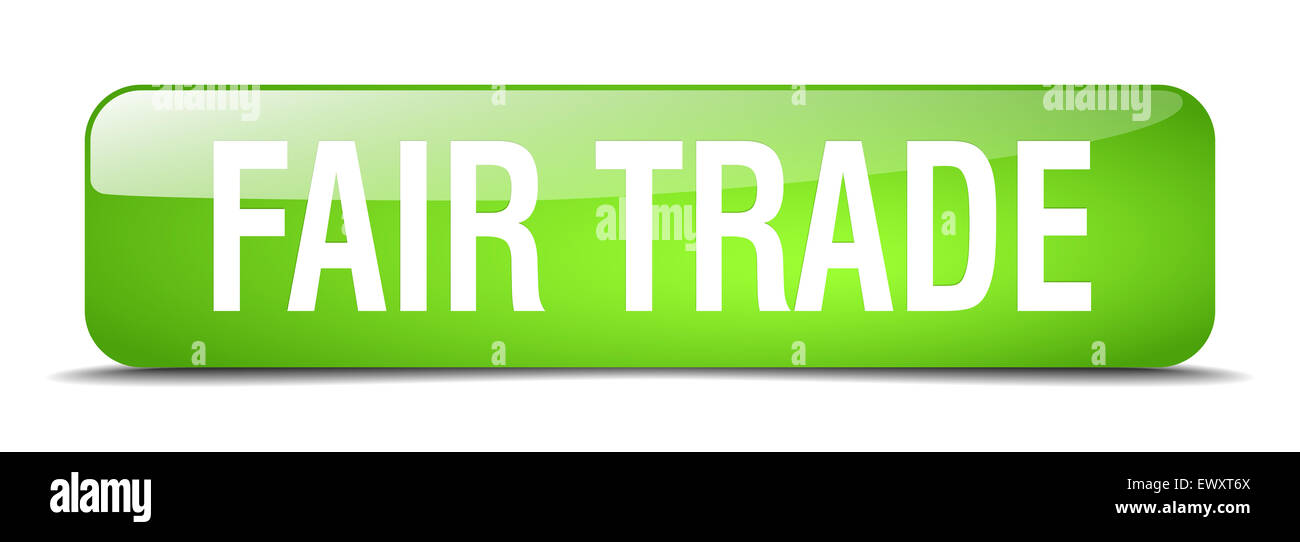 fair trade green square 3d realistic isolated web button Stock Photo ...