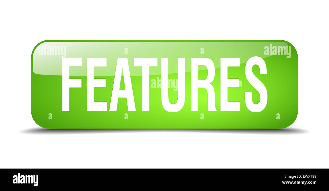 features green square 3d realistic isolated web button Stock Photo - Alamy
