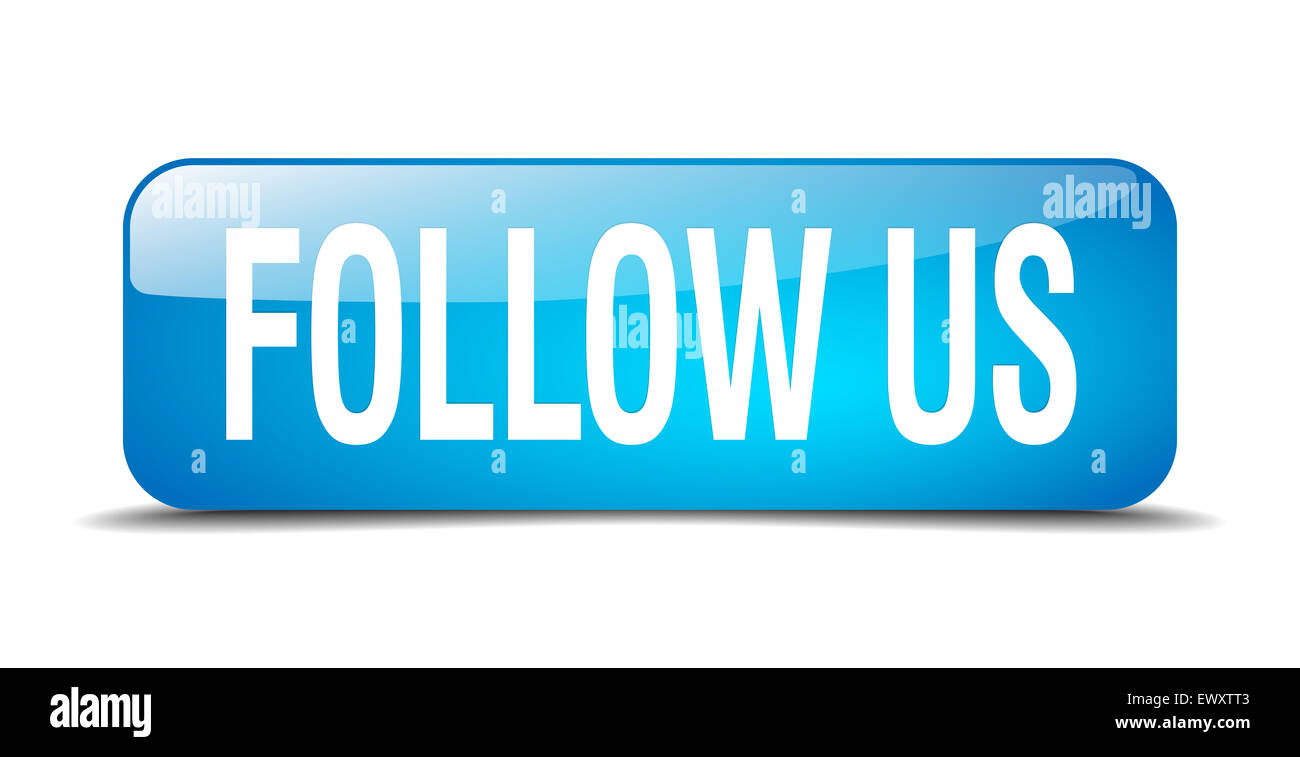 follow us blue square 3d realistic isolated web button Stock Photo - Alamy