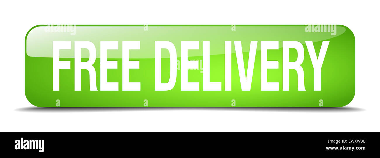 free delivery green square 3d realistic isolated web button Stock Photo ...