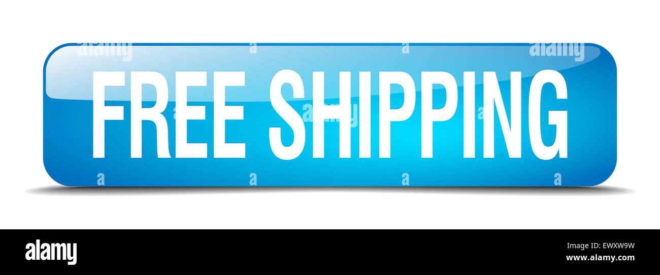 free shipping blue square 3d realistic isolated web button Stock Photo ...