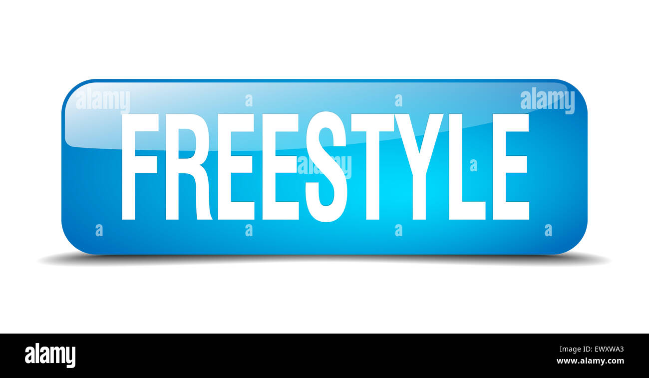 freestyle blue square 3d realistic isolated web button Stock Photo - Alamy