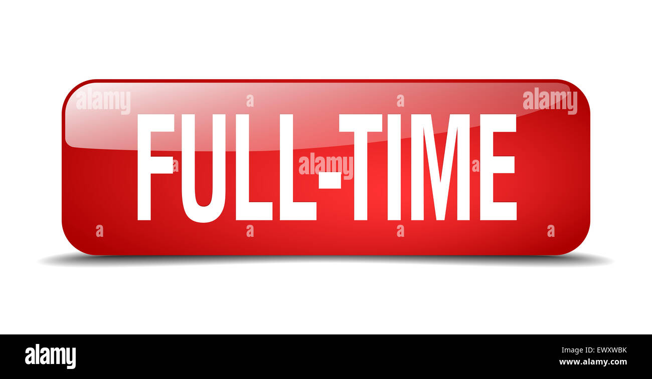 full-time red square 3d realistic isolated web button Stock Photo - Alamy