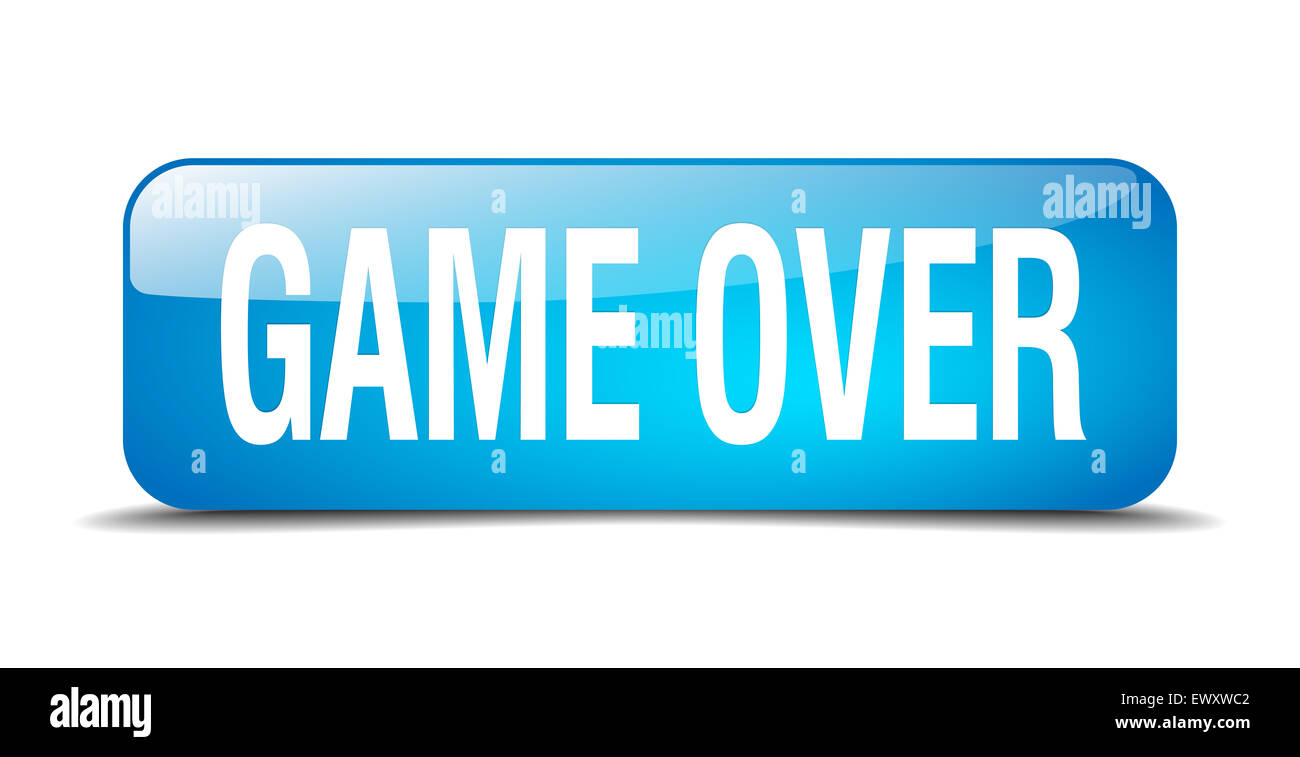 game over blue square 3d realistic isolated web button Stock Photo - Alamy