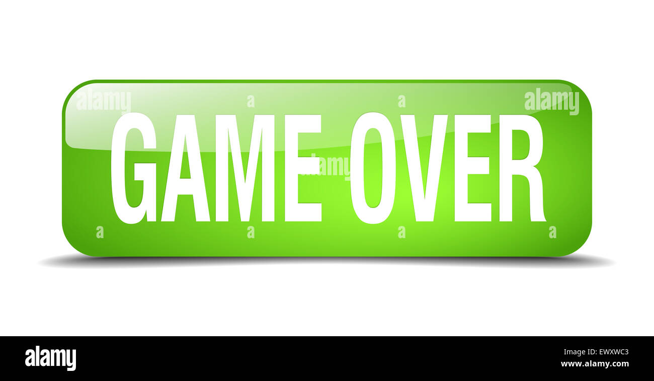 game over green square 3d realistic isolated web button Stock Photo - Alamy