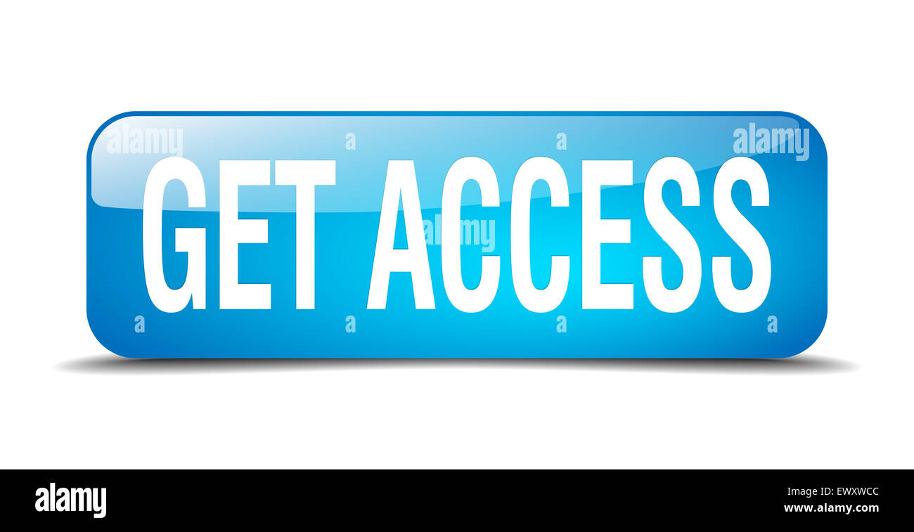 get access blue square 3d realistic isolated web button Stock Photo - Alamy