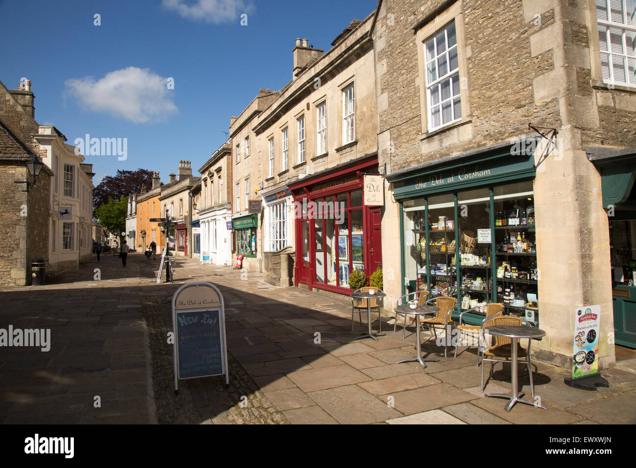Historic buildings and shops, High Street, Corsham, Wiltshire, England ...