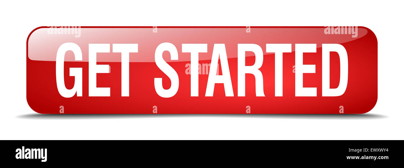get started red square 3d realistic isolated web button Stock Photo - Alamy