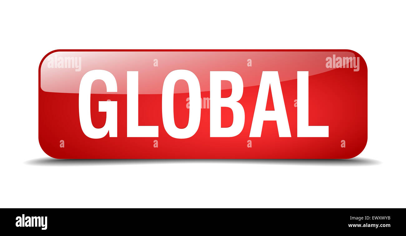 global red square 3d realistic isolated web button Stock Photo - Alamy