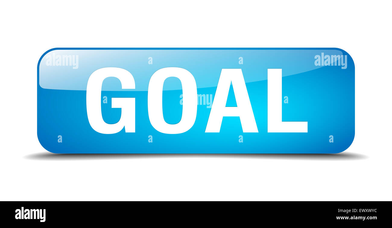 goal blue square 3d realistic isolated web button Stock Photo - Alamy