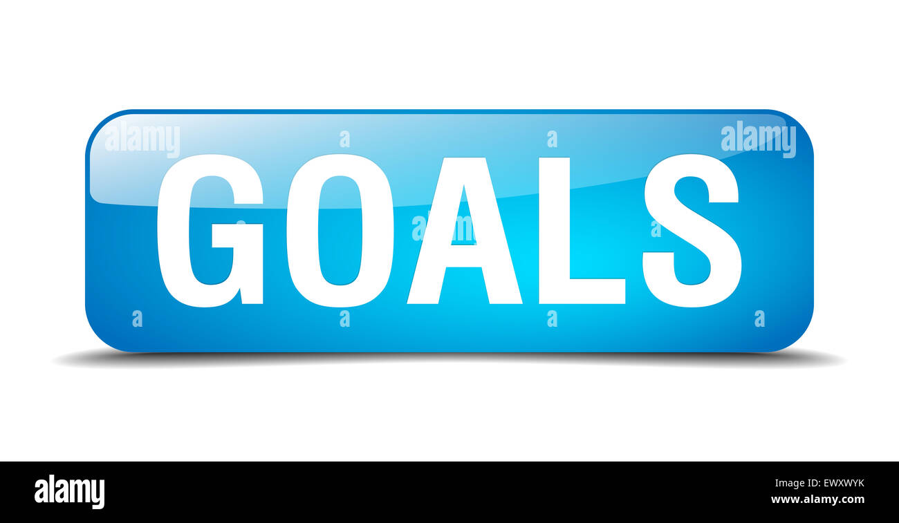 goals blue square 3d realistic isolated web button Stock Photo - Alamy