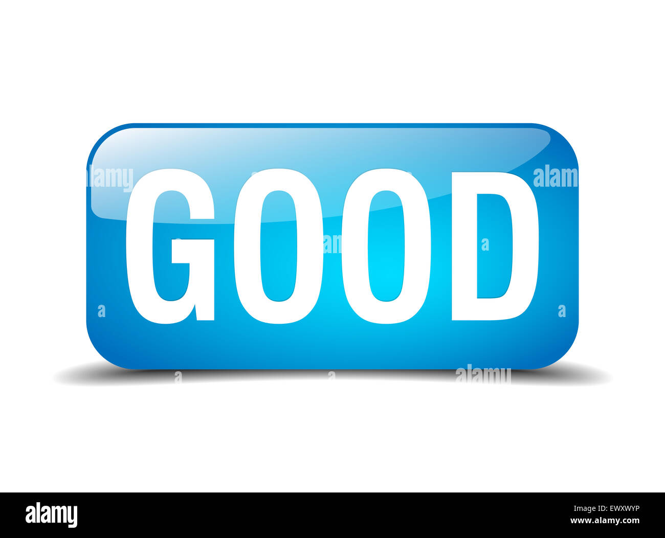 good blue square 3d realistic isolated web button Stock Photo - Alamy