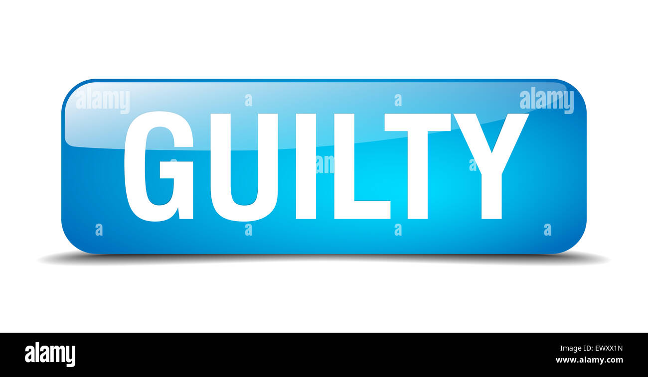 guilty blue square 3d realistic isolated web button Stock Photo - Alamy