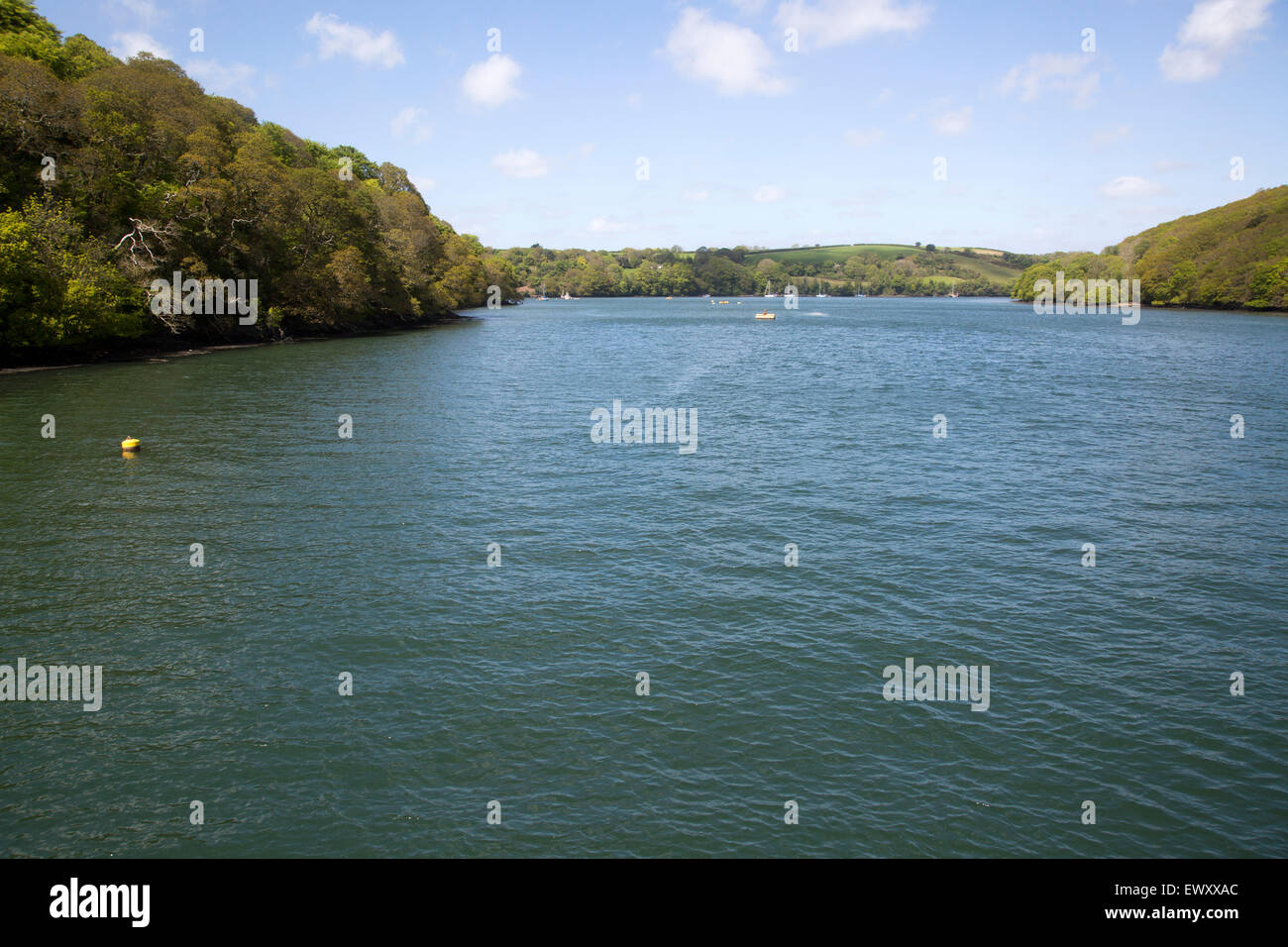 River Fal, Cornwall, England, UK viewed King Harry Ferry Bridge ...