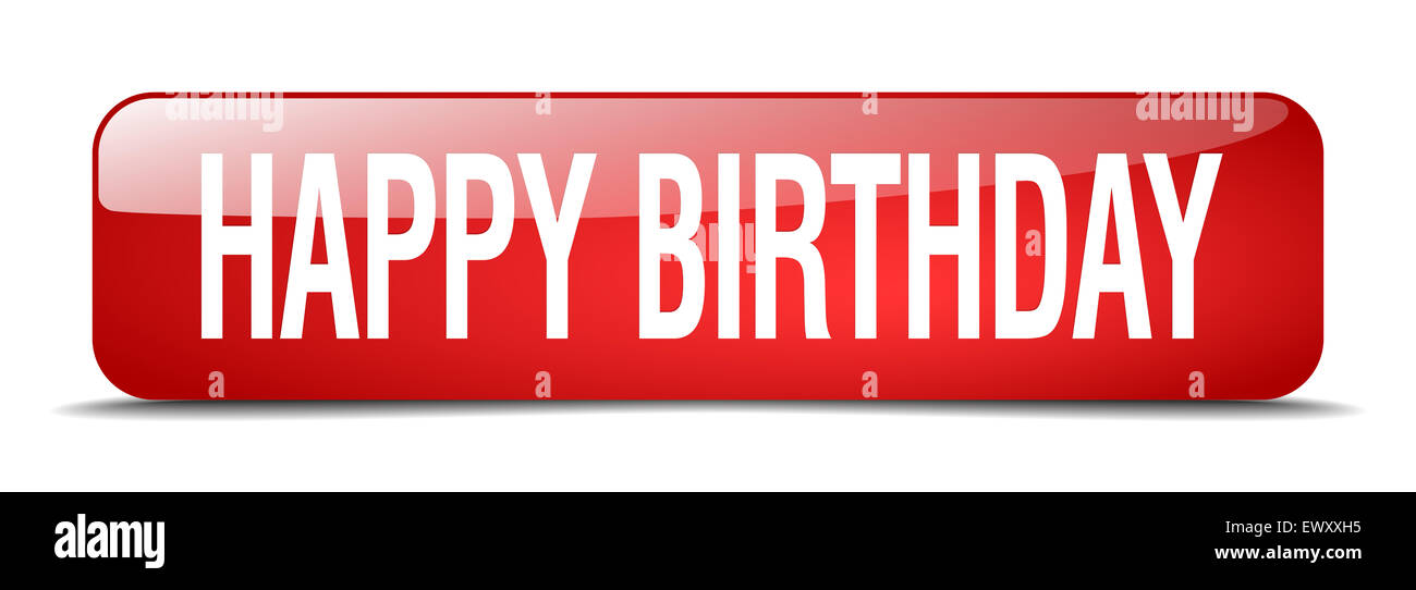 happy birthday red square 3d realistic isolated web button Stock Photo ...