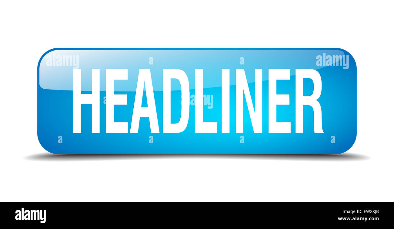 headliner blue square 3d realistic isolated web button Stock Photo - Alamy