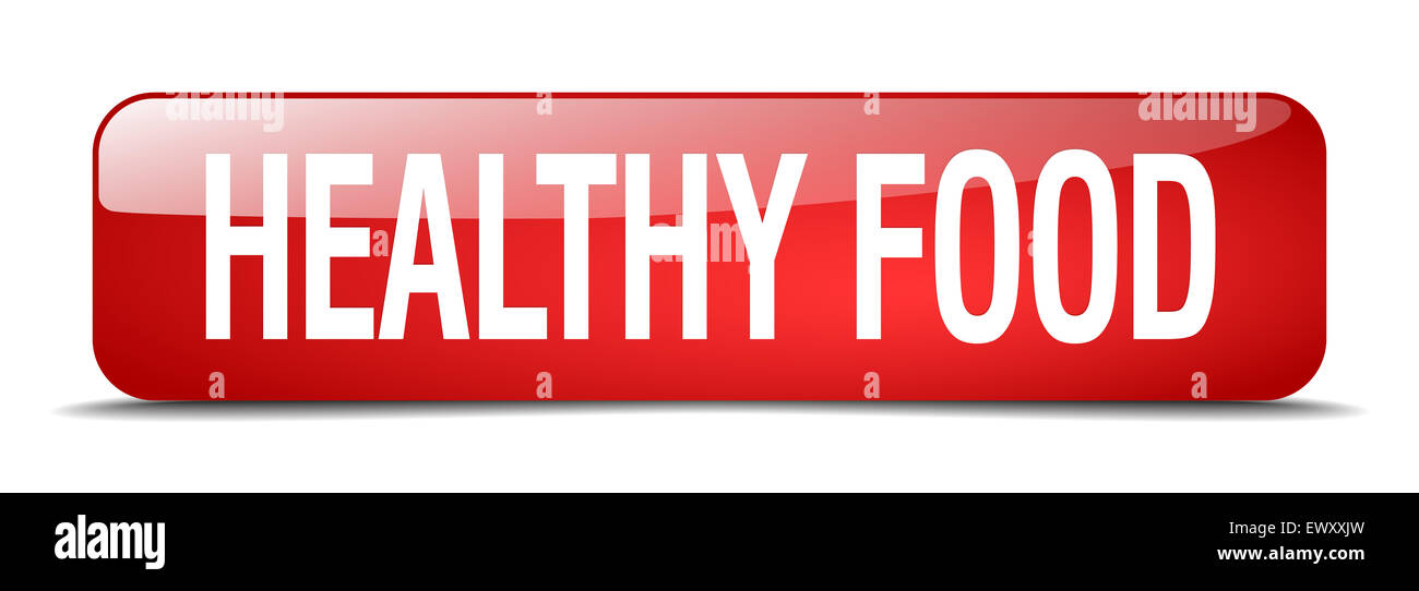 healthy food red square 3d realistic isolated web button Stock Photo ...
