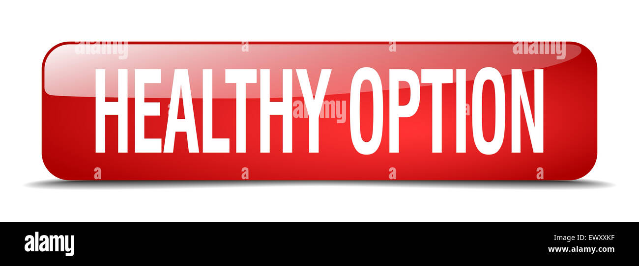 healthy option red square 3d realistic isolated web button Stock Photo ...