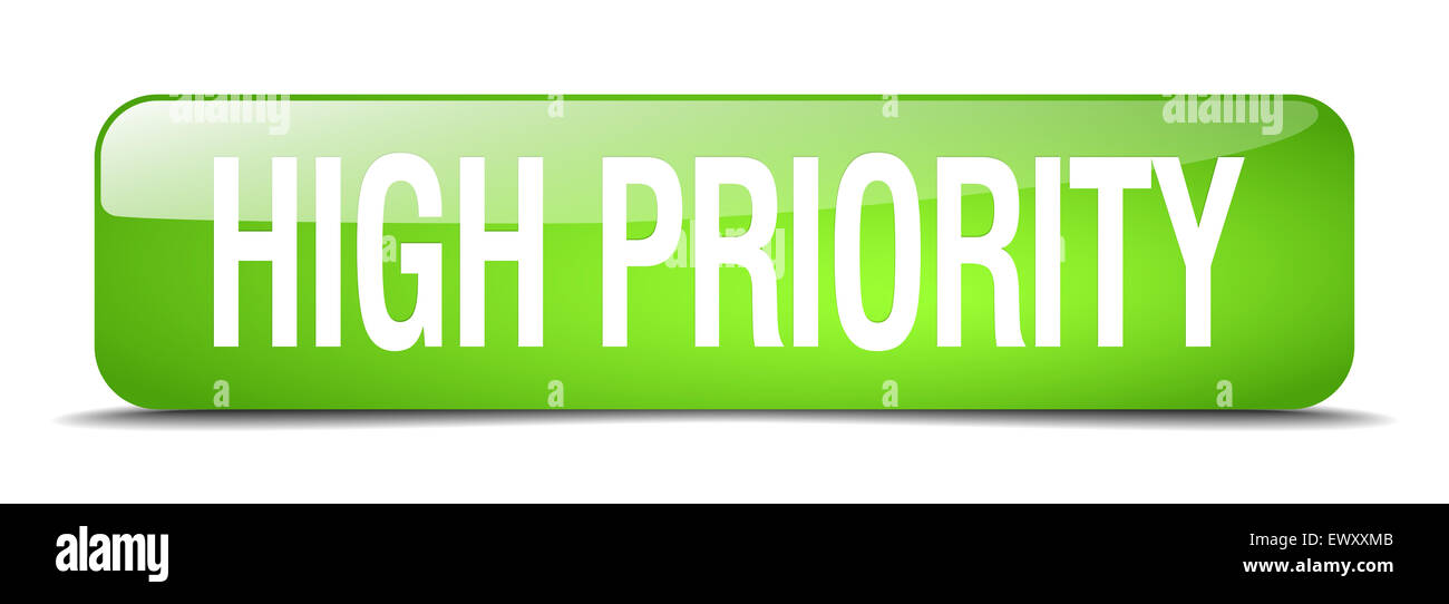 high priority green square 3d realistic isolated web button Stock Photo ...