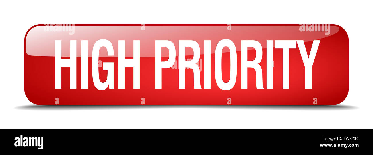 high priority red square 3d realistic isolated web button Stock Photo ...