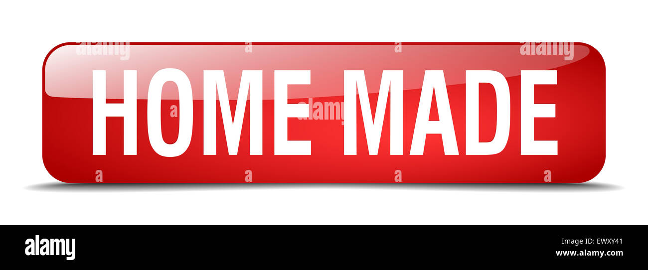 home made red square 3d realistic isolated web button Stock Photo - Alamy