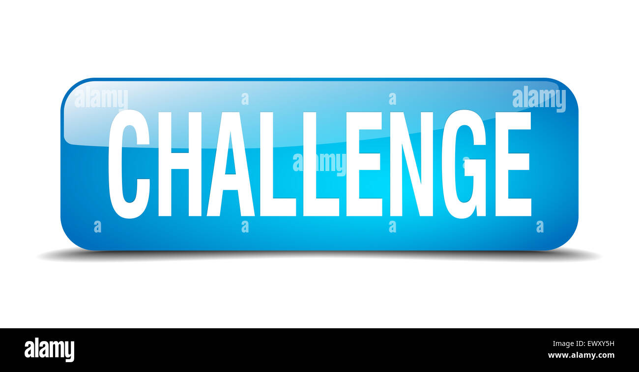challenge blue square 3d realistic isolated web button Stock Photo - Alamy