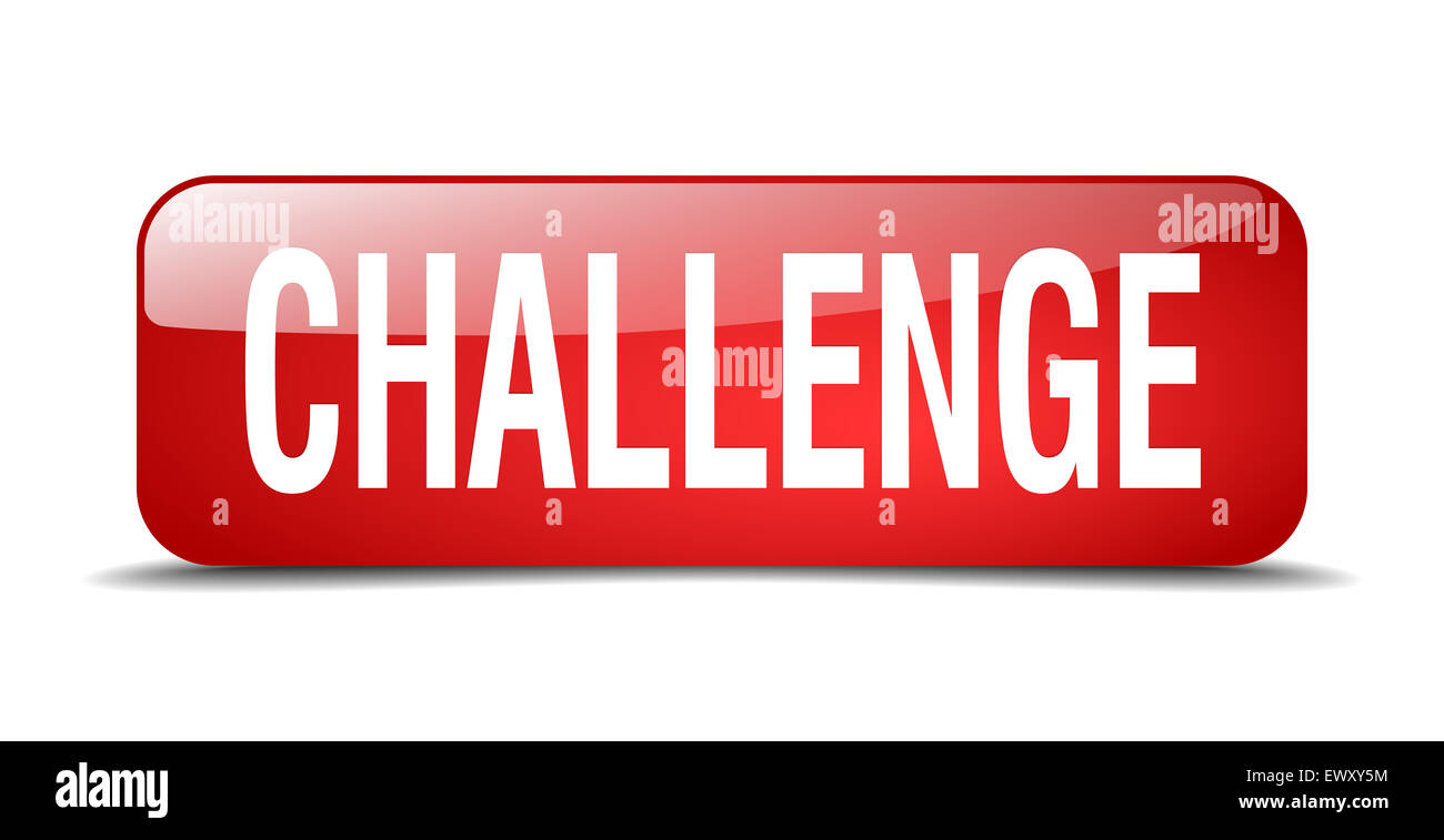 challenge red square 3d realistic isolated web button Stock Photo - Alamy