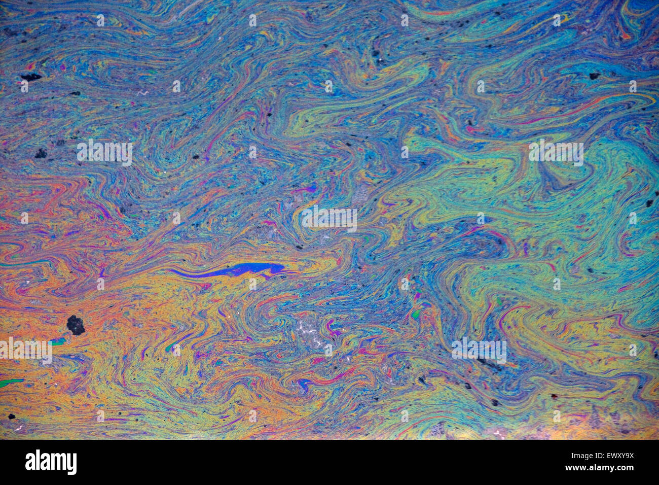 Iridescent pollutant chemicals on sea surface. Greek pollution ...