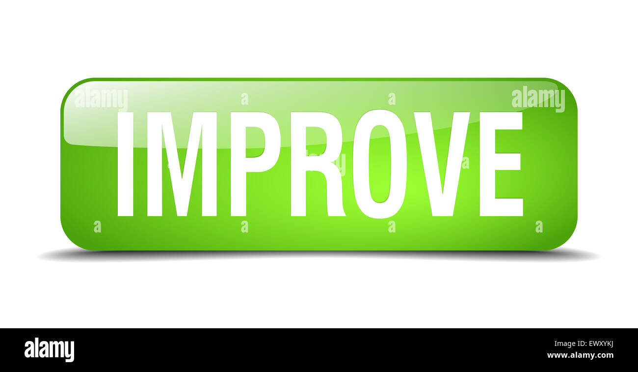 improve green square 3d realistic isolated web button Stock Photo - Alamy