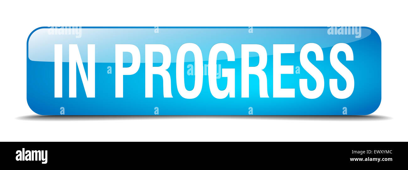 in progress blue square 3d realistic isolated web button Stock Photo ...