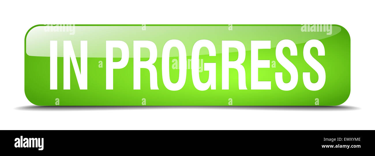 in progress green square 3d realistic isolated web button Stock Photo ...