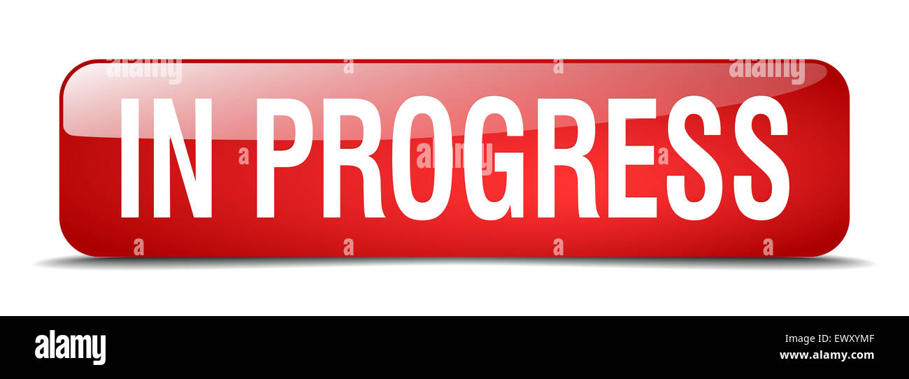 in progress red square 3d realistic isolated web button Stock Photo - Alamy