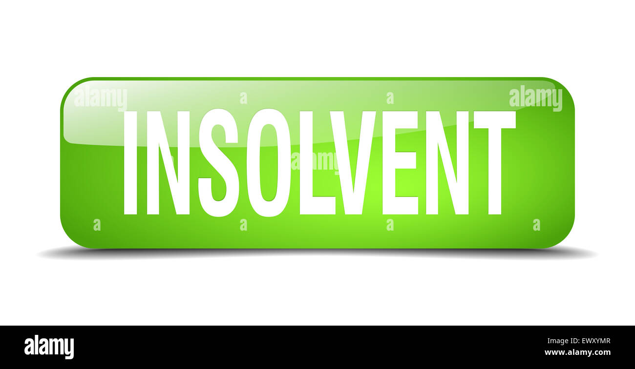 insolvent green square 3d realistic isolated web button Stock Photo - Alamy