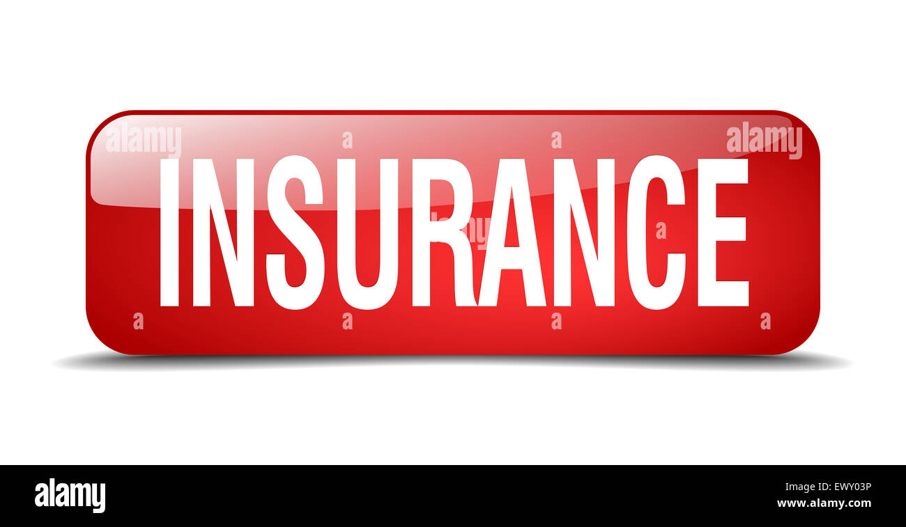 insurance red square 3d realistic isolated web button Stock Photo - Alamy