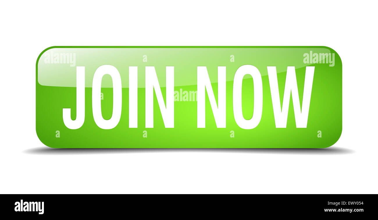 join now green square 3d realistic isolated web button Stock Photo - Alamy